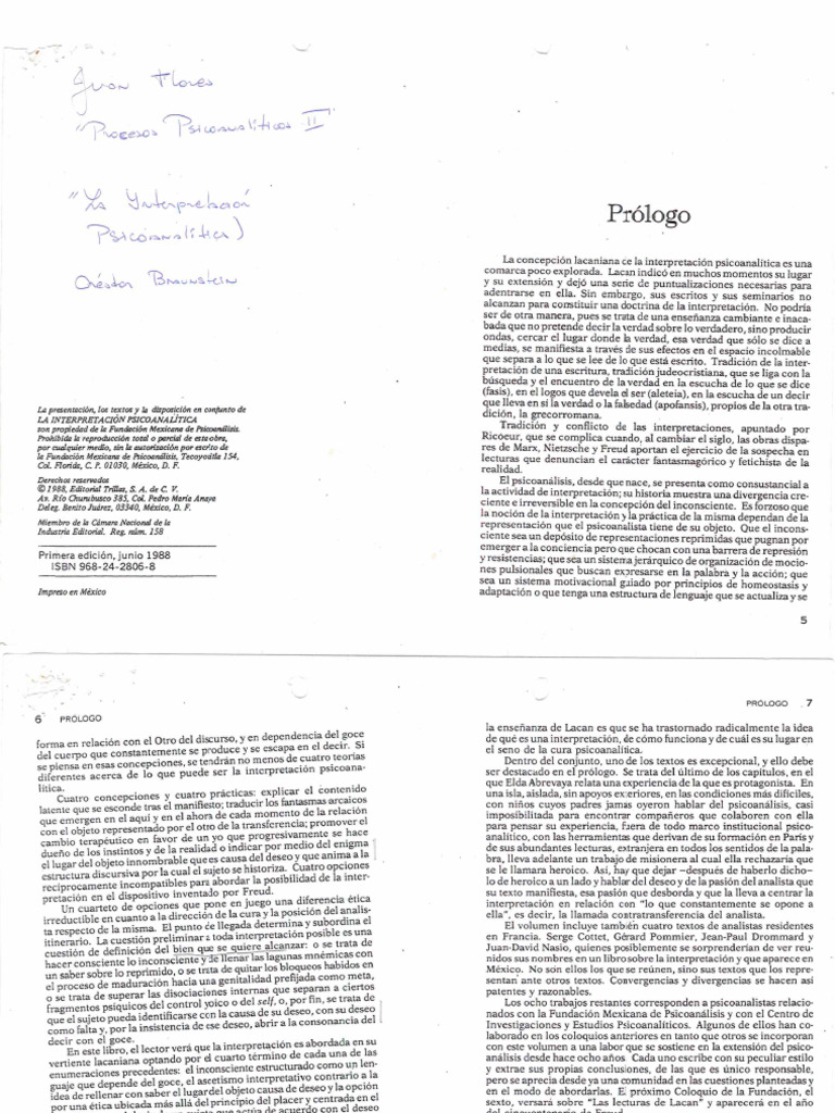 Braunstein, N.-Interpretación Lacaneana Prologo - Rotated | PDF
