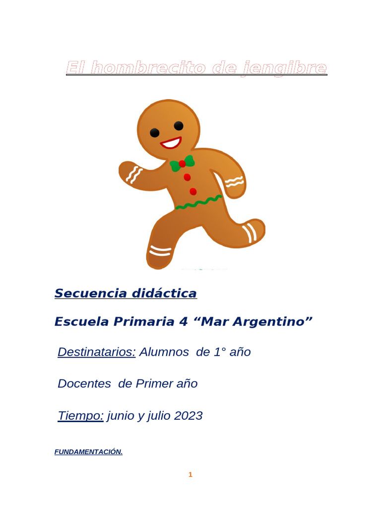 Secuencia Primer Año. El Hombrecito de Jengibre | PDF