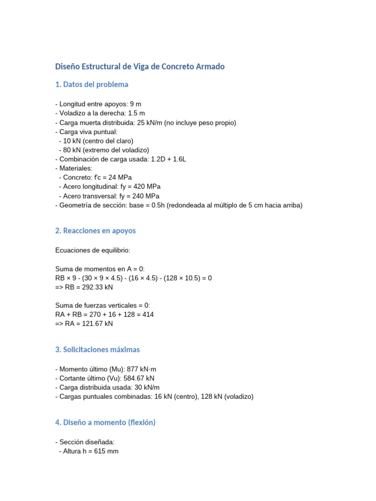 Diseño de Viga de Concreto Armado | PDF
