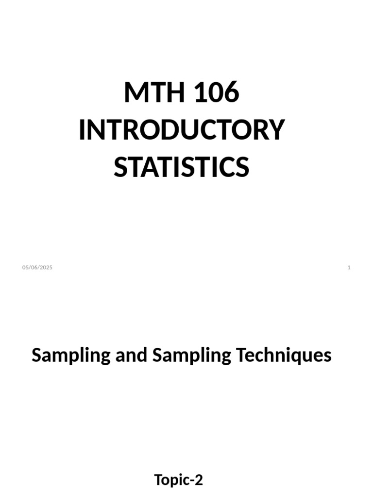 Lecture 2-Sampling Designs - MTH 106-First Draft | PDF | Sampling ...