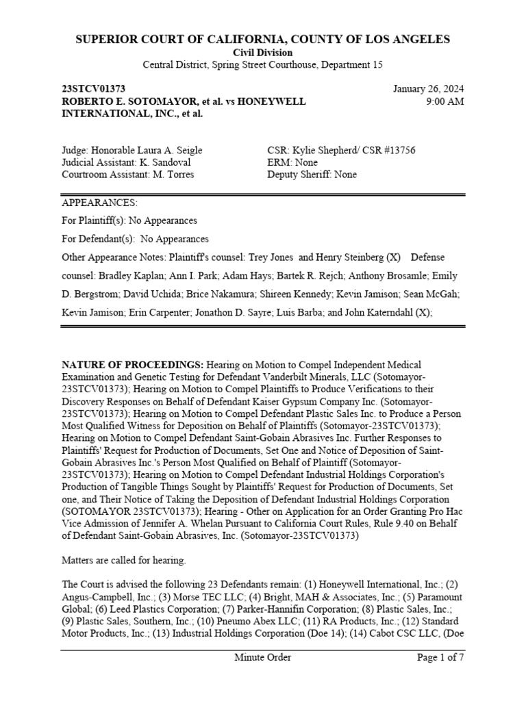 Sotomayor Order Hearing on Motion to Compel Independe | PDF | Discovery (Law) | Deposition (Law)