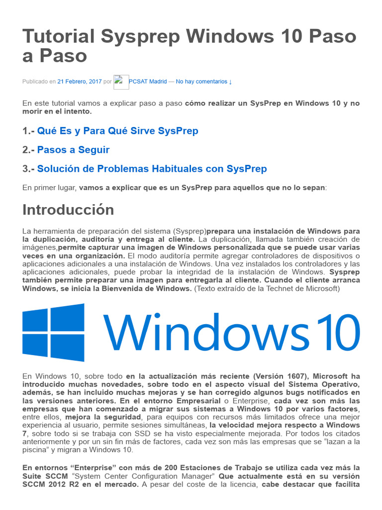 Tutorial Sysprep Windows 10 Paso A Paso | PDF | Windows 10 | Microsoft ...
