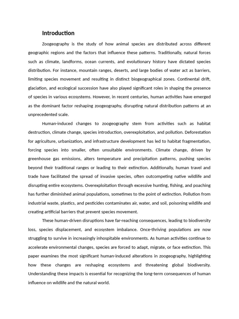 Human Impact On Zoogeography | PDF | Habitat Destruction | Invasive Species