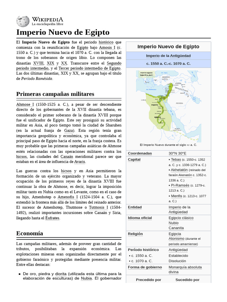 Imperio_Nuevo_de_Egipto | PDF | Nuevo reino de egipto | Akhenaton