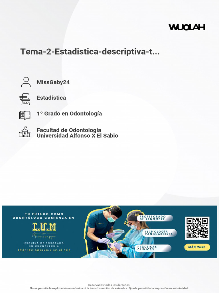 Wuolah Free Tema 2 Estadistica Descriptiva Tipos de Datos Clasificacion y Tabulacion. Variables ...