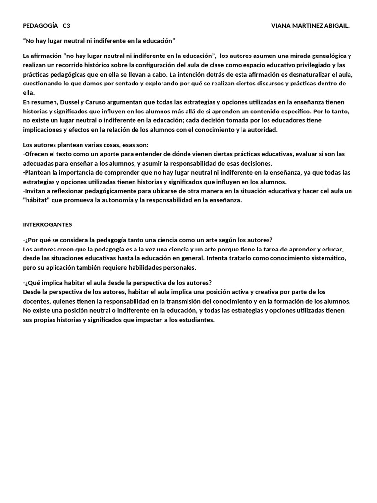 Pedagogía - Viana Martinez Abigail | PDF | Enseñando | Pedagogía