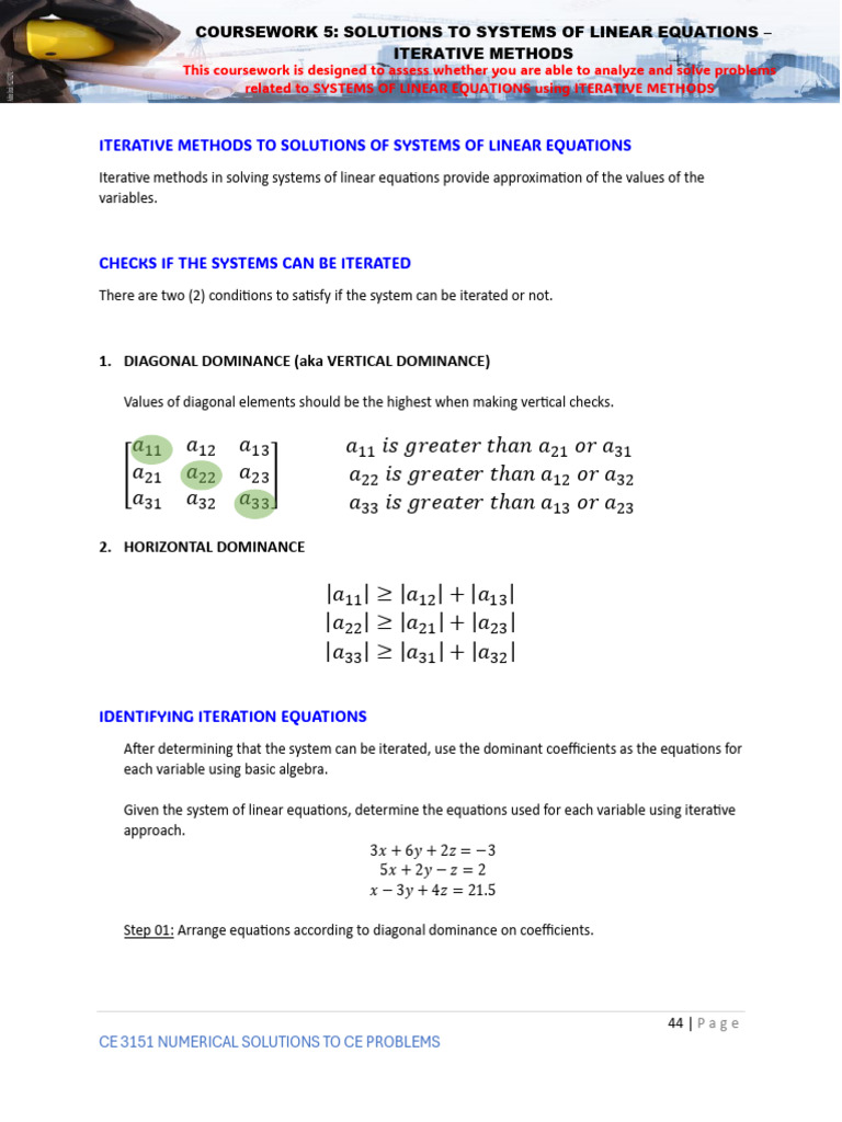 Cw-5 Solutions To Systems of Linear Equations - Iterative Methods | PDF | Numerical Analysis ...