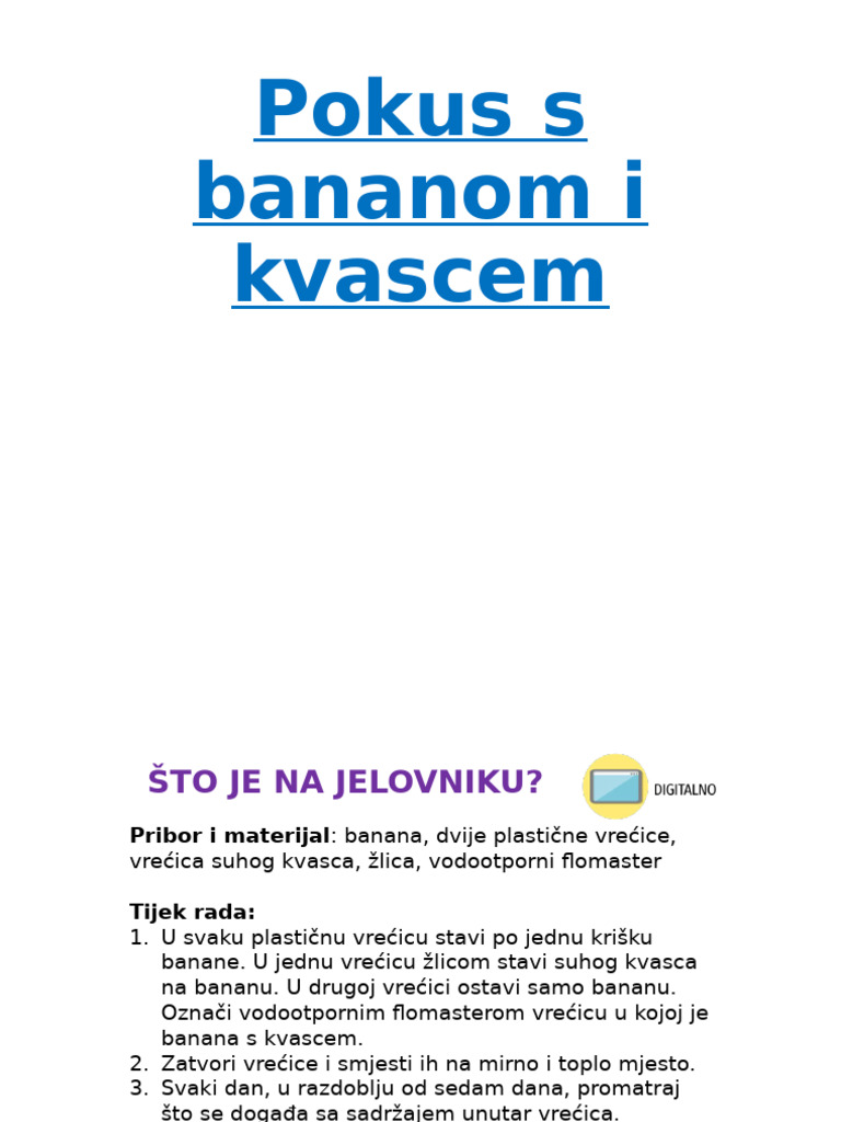 Pokus S Bananom I Kvascem | PDF