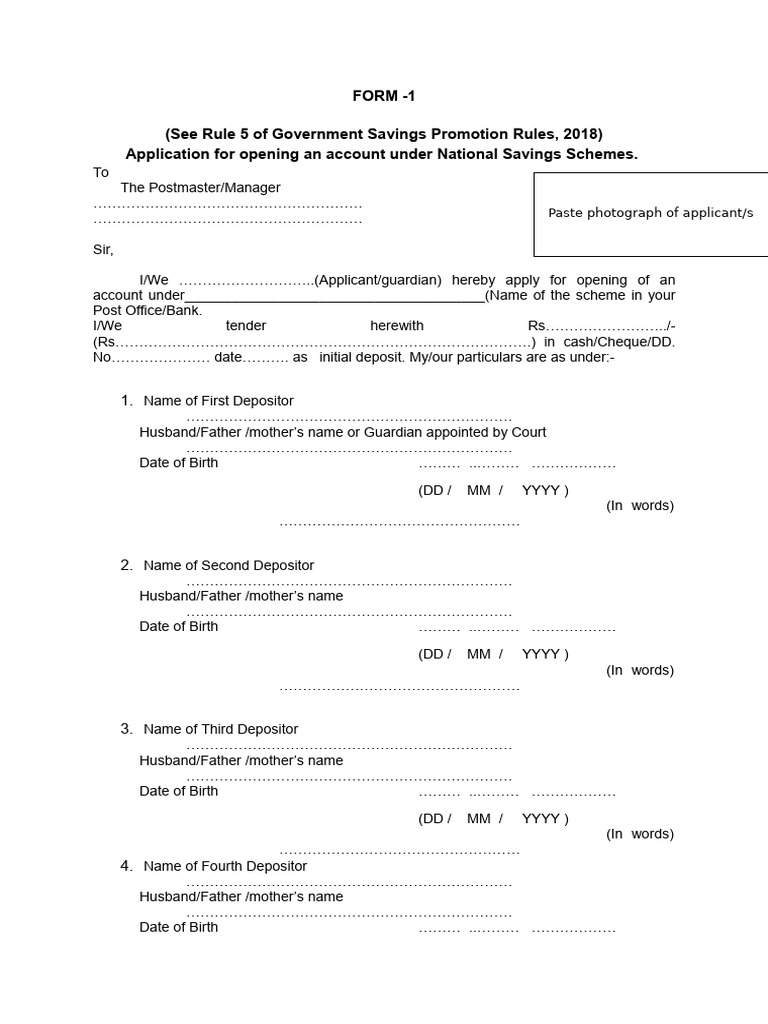 NSC Account Opening Application Form | PDF | Cheque | Identity Document