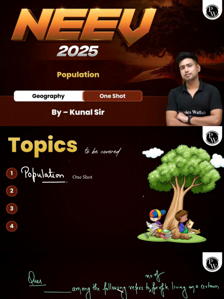 Geography - Population - One Shot - Neev 2025 | PDF