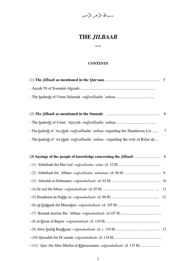 The Statements of The Scholars Concerning The Jilbaab (The Over Garment ...