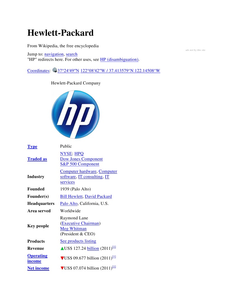 HP Company | PDF | Hewlett Packard | Office Equipment