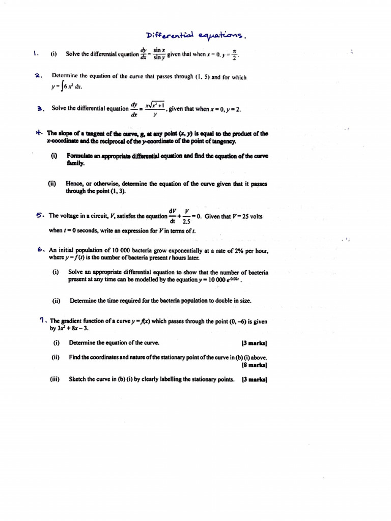 Diff Equation Unit 1 Cape | PDF | Equations | Algebra