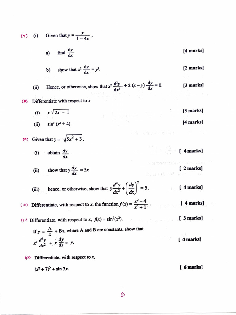 Differentiation Unit 1 Numbered | PDF | Mathematical Analysis | Subtraction