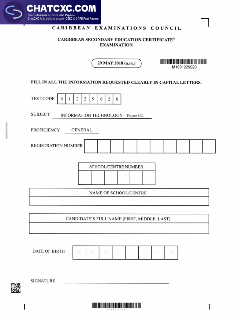 CSEC Information Technology P2 2018 | PDF