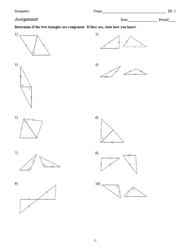 Triangle Congruence Practice PDF | PDF | Euclidean Geometry | Geometry