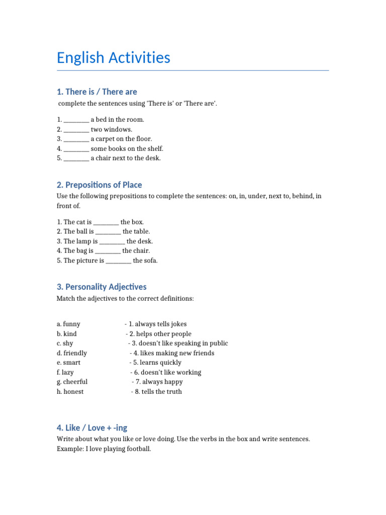 English Activities Full | PDF