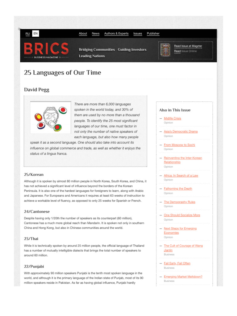 25 Languages of Our Time - BRICS Business Magazine | PDF | Urdu ...