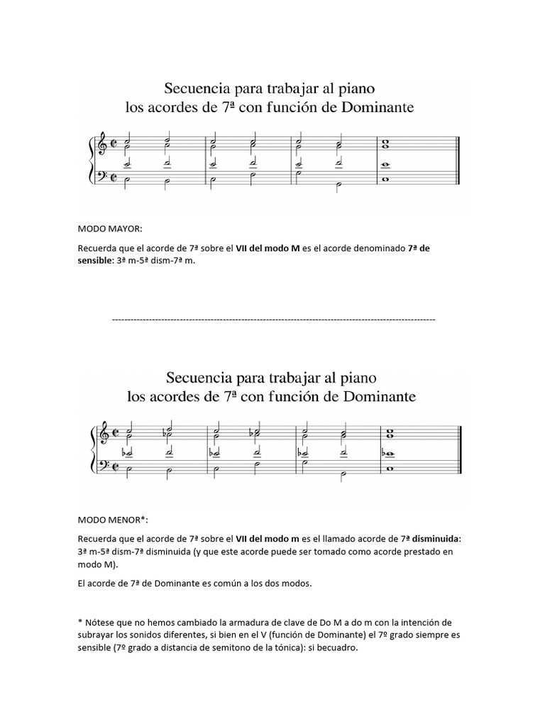 Acordes de 7ª Con Función D (VII y v en Modo M y m) (2) | PDF
