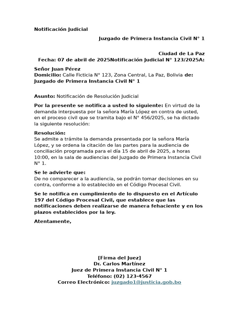 Notificación Judicial: Demanda de María López | PDF