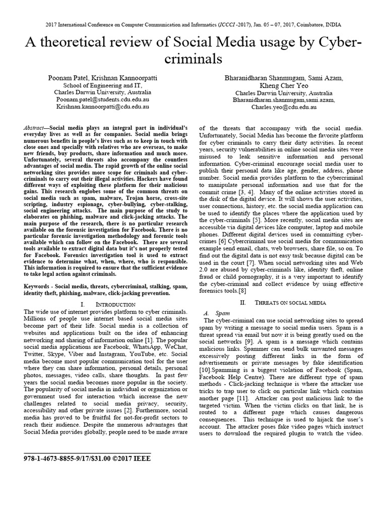 A Theoretical Review of Social Media Usa | PDF | Cybercrime | Malware
