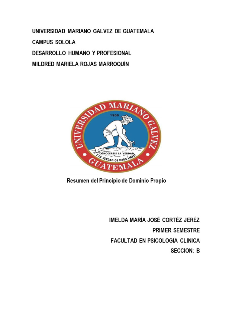 Principio de Dominio Propio en Psicología | PDF | Pensamiento | Libre ...