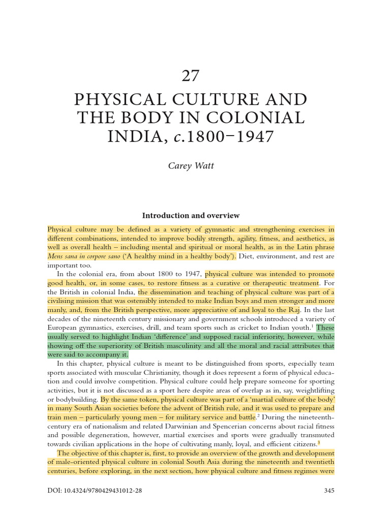 Physical Culture in Colonial India | PDF | Yoga