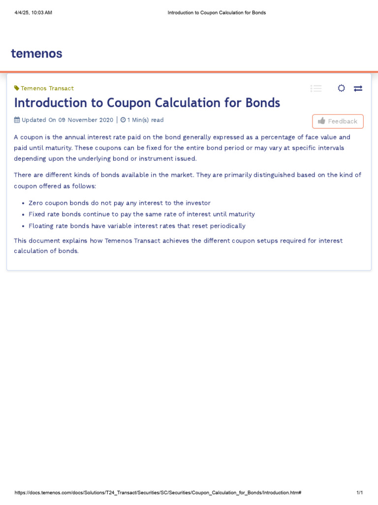 Introduction To Coupon Calculation For Bonds | PDF