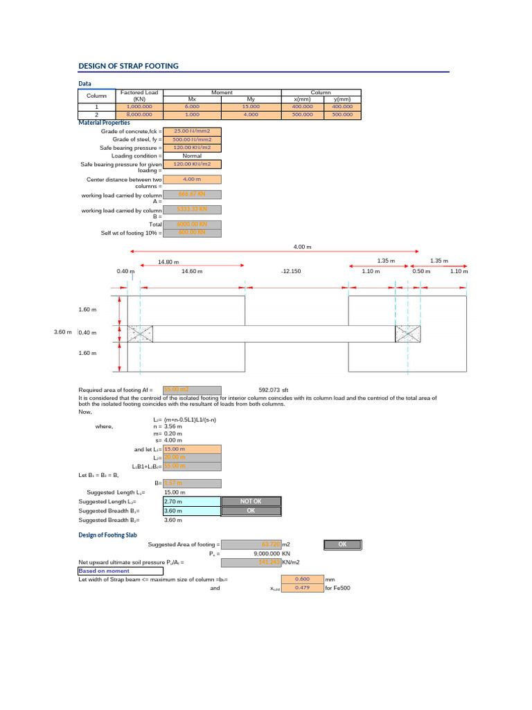 21.0design of Combined and Strap Footing | PDF | Beam (Structure) | Bending