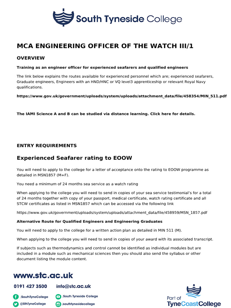 MCA Engineering Officer of The Watch III1 | PDF | Engineering