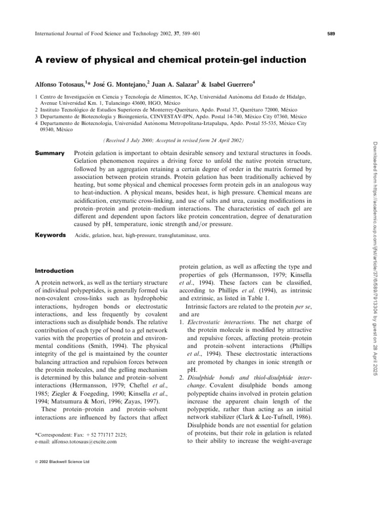 Gel Forming Proteins OVERVIEW | PDF | Denaturation (Biochemistry ...