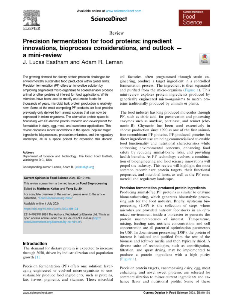Precision Fermentation for Animal-Free Proteins | PDF | Life Cycle ...