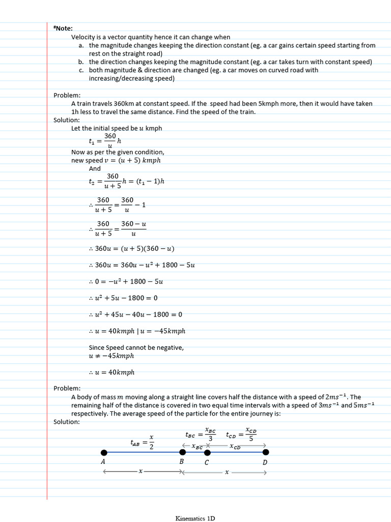 Kinematics 1D Page 3 and 4 | PDF | Speed | Theoretical Physics
