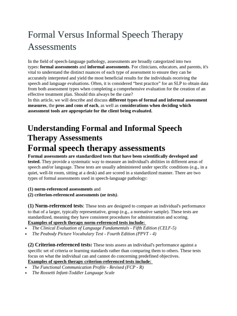 Comparing Formal and Informal Assessments | PDF | Educational ...