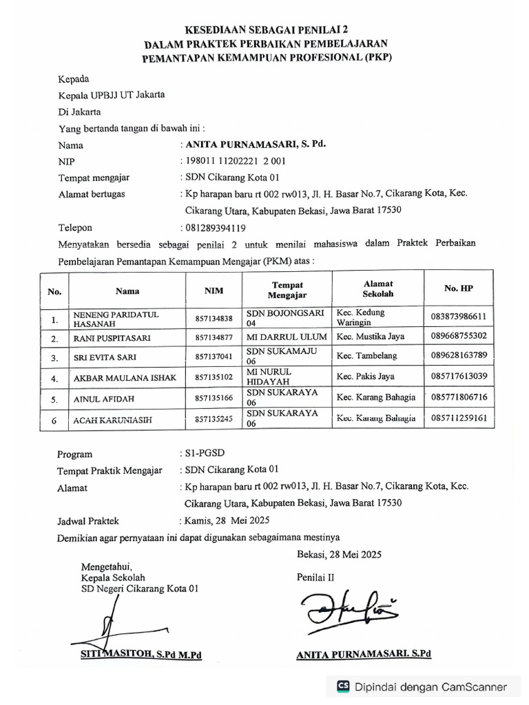 Contoh Surat Kesediaan Penguji PKP UT | PDF