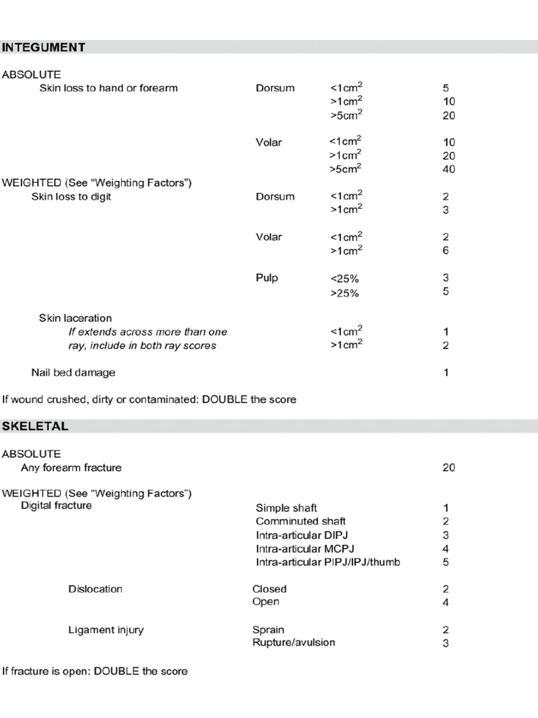 The Modified Hand Injury Severity Score | PDF