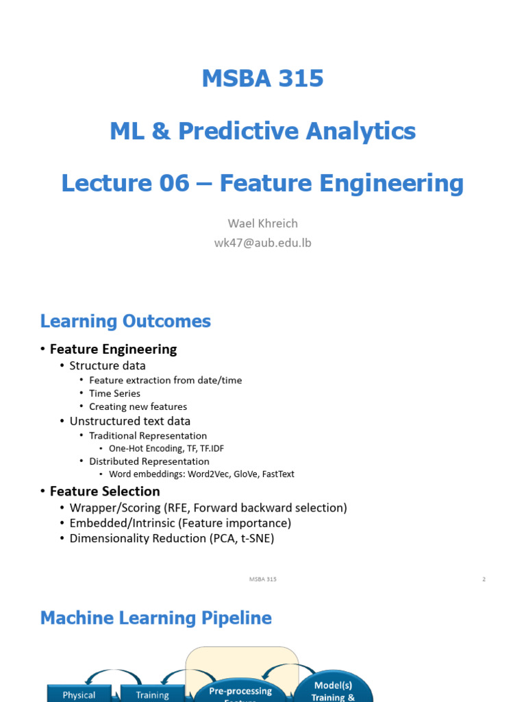 Lect_06_Feature_Engineering_and_Selection | PDF | Principal Component Analysis | Glove