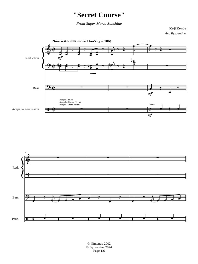 Super Mario Sunshine - Secret Course - Transcription | PDF | Games On ...