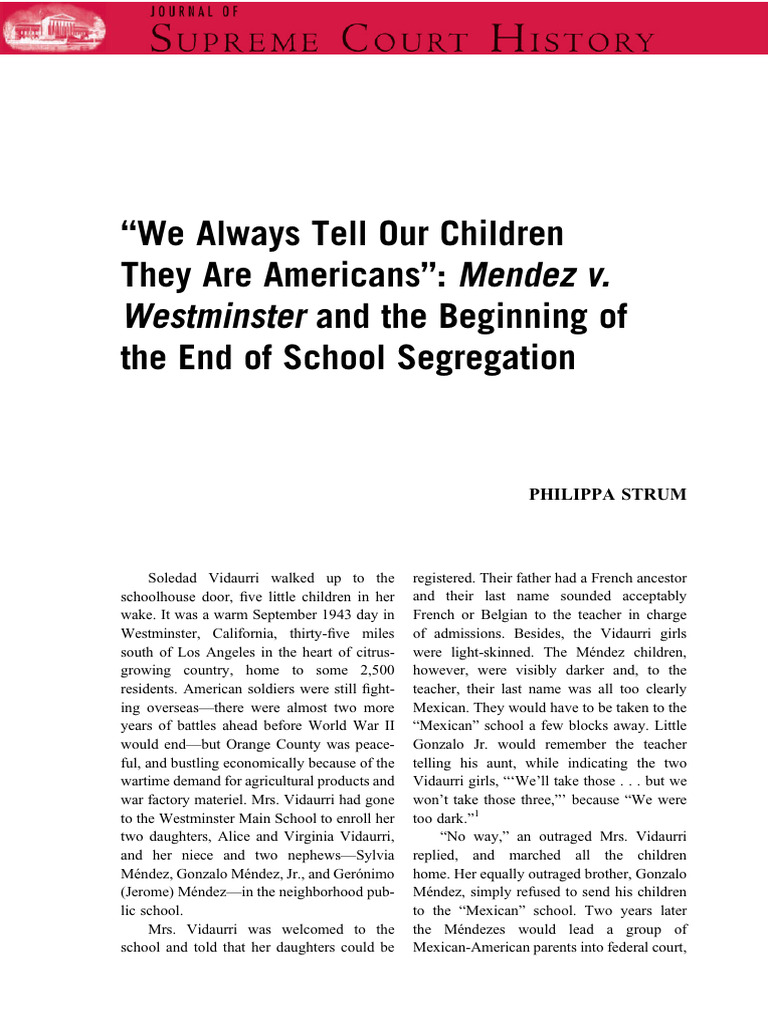 Mendez V Westminster | PDF | Equal Protection Clause | Fourteenth ...