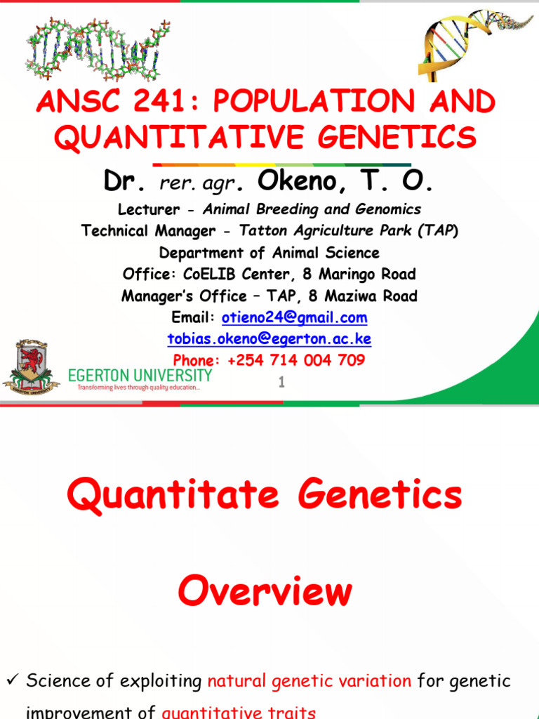 ANSC-241-Population and Quantitative Genetics-Lecture Materials - Deck ...