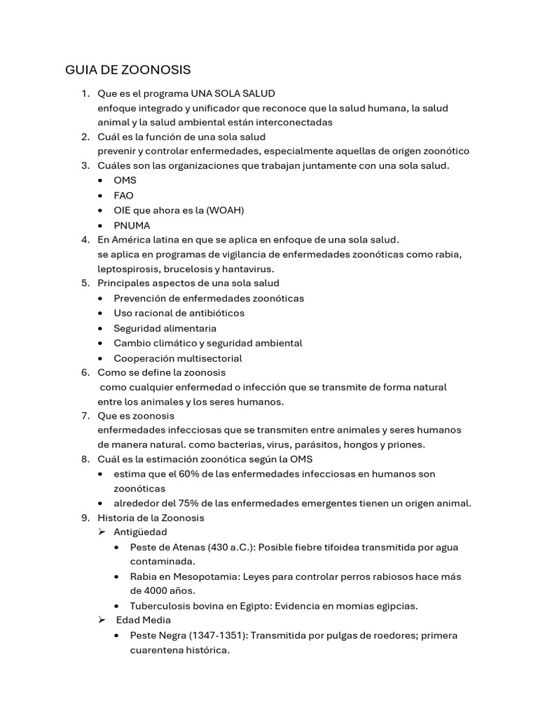 Guia 1 Zoonosis | PDF | Rabia | Influenza