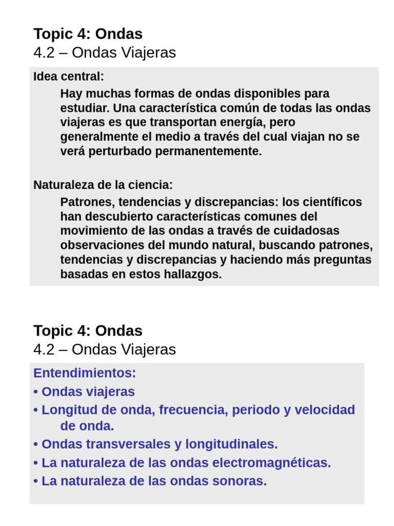 Topic 4.2 - Ondas Viajeras | PDF | Olas | Espectro electromagnético