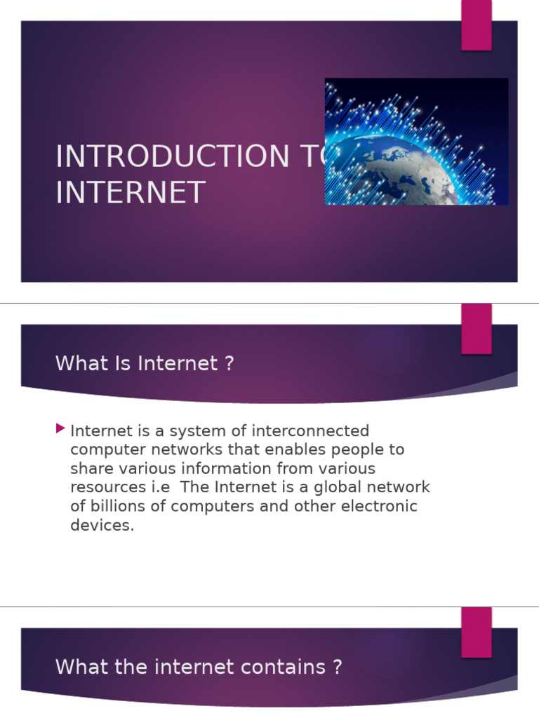 Introduction To Internet | PDF | World Wide Web | Internet & Web
