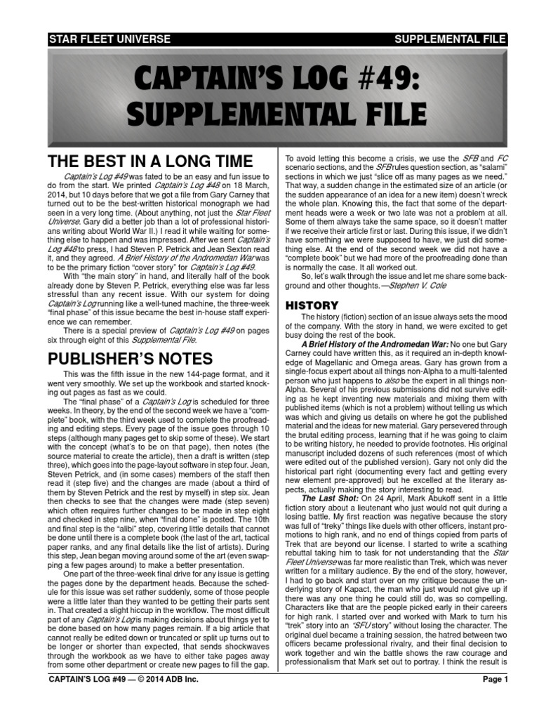 Captain's Log #49 Overview and Highlights | PDF