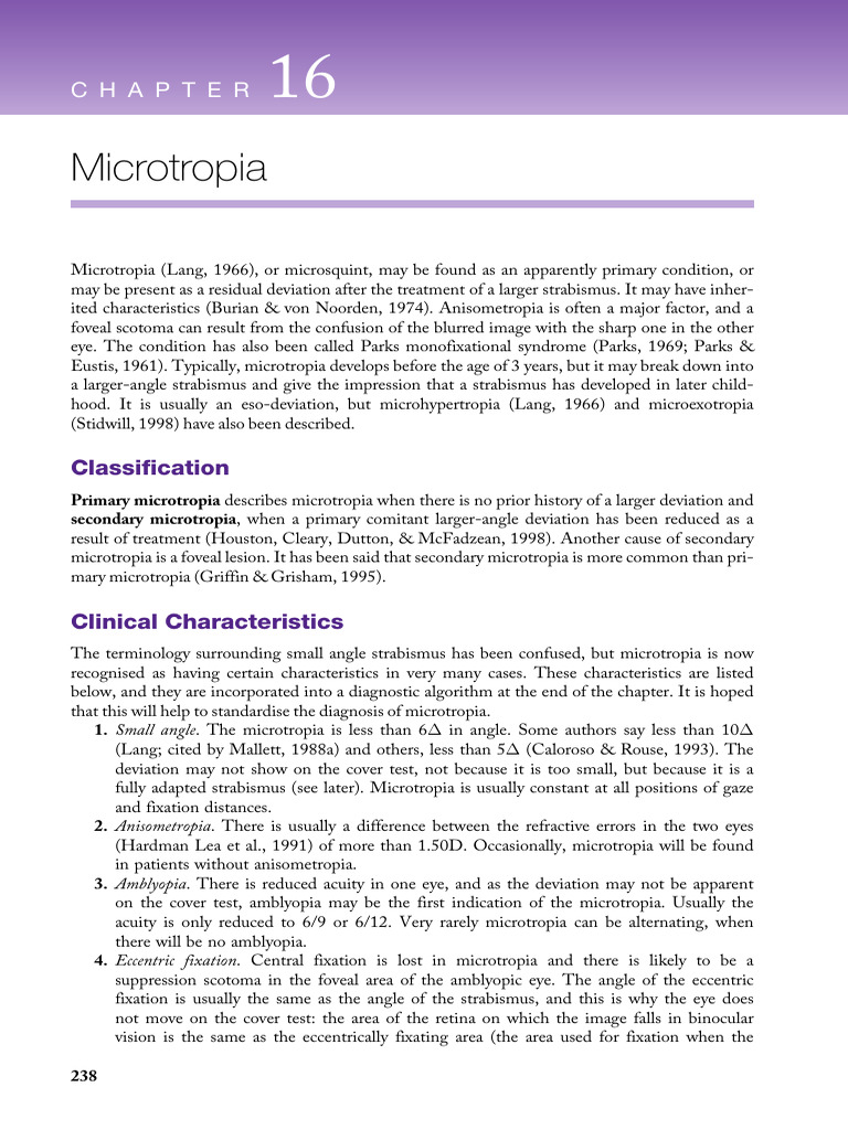 Chapter 16 Microtropia 2022 Pickwell S Binocular Vision Anomalies | PDF ...