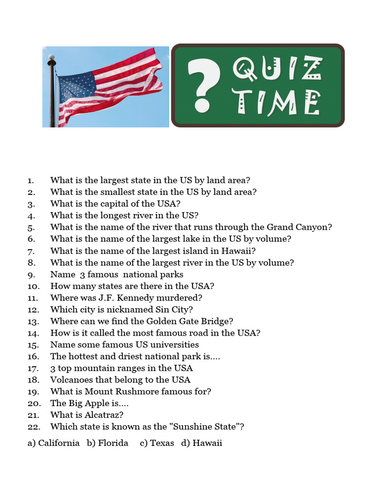 US States Trivia Questions | PDF