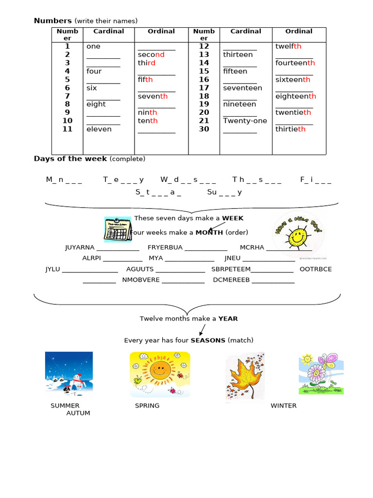 Days and Numbers | PDF