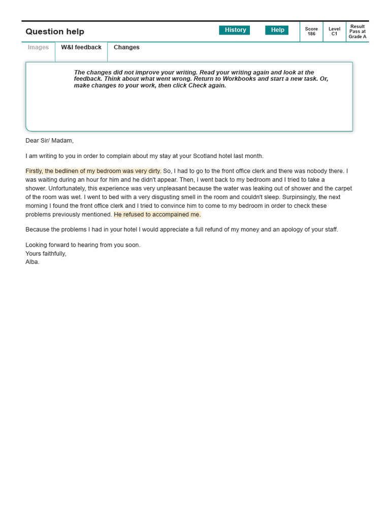 Alba c1 Writing Letter of Complain | PDF