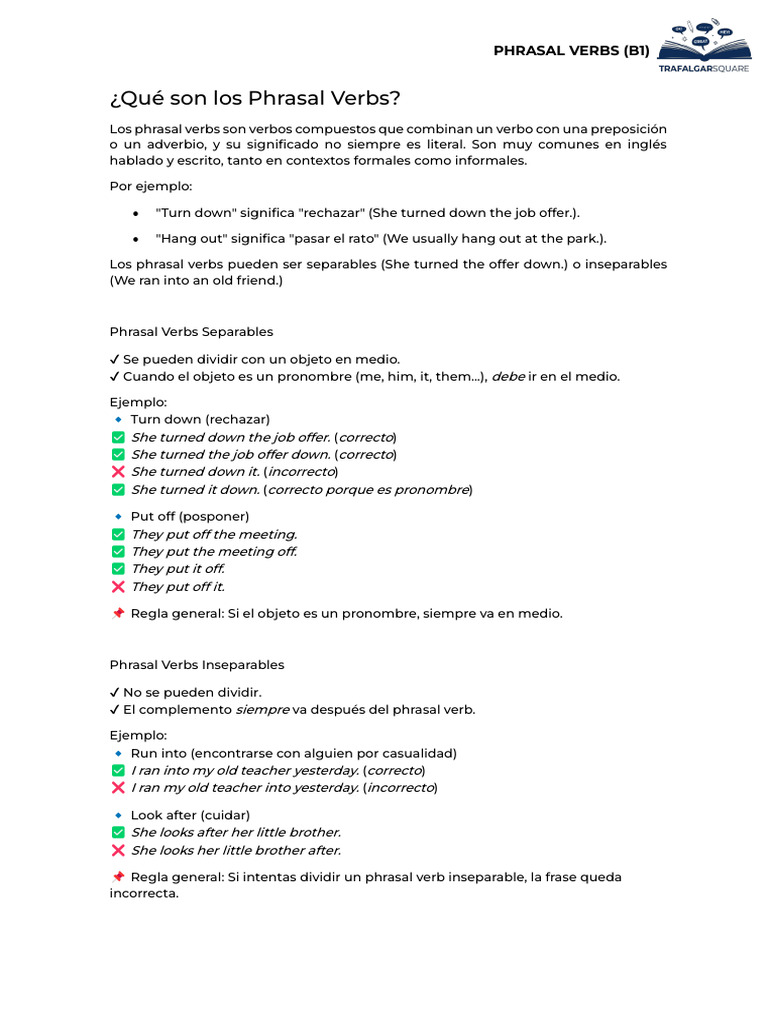 Phrasal Verbs for B1 Learners | PDF