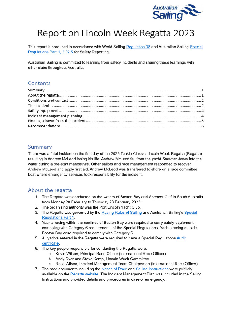 SP 95 Australian Sailing Report | PDF | Sailing (Sport) | Water Transport